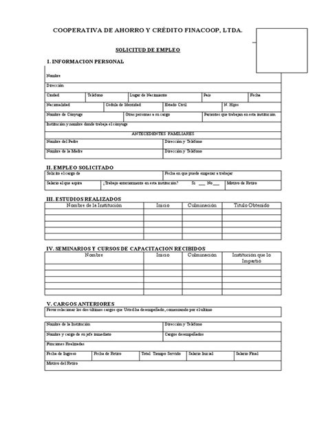 3formato Solicitud De Empleo Pdf