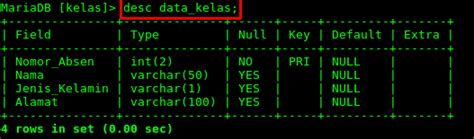 Membuat Database Tabel Dan Memasukkan Data Pada Tabel SQL Melalui Terminal SHELL CREATE