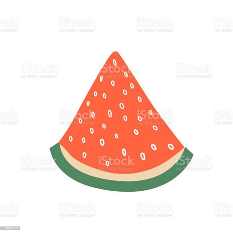 수박의 손으로 그린 빨간 조각 낙서 수박 인쇄 흰색 배경에 고립 된 여름 디자인 과일 요소 벡터 스톡 일러스트레이션 건강한 식생활에 대한 스톡 벡터 아트 및 기타 이미지