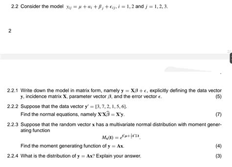 Solved 22 ﻿consider The Model Yijμαiβjεloniji12 ﻿and