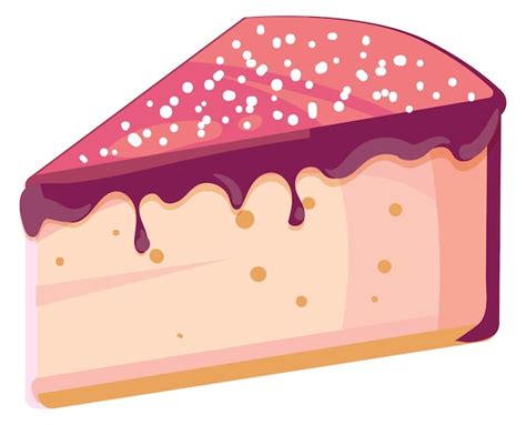 Kuchenstück Mit Tropfender Beerenglasur Cartoon Ikone Isoliert Auf