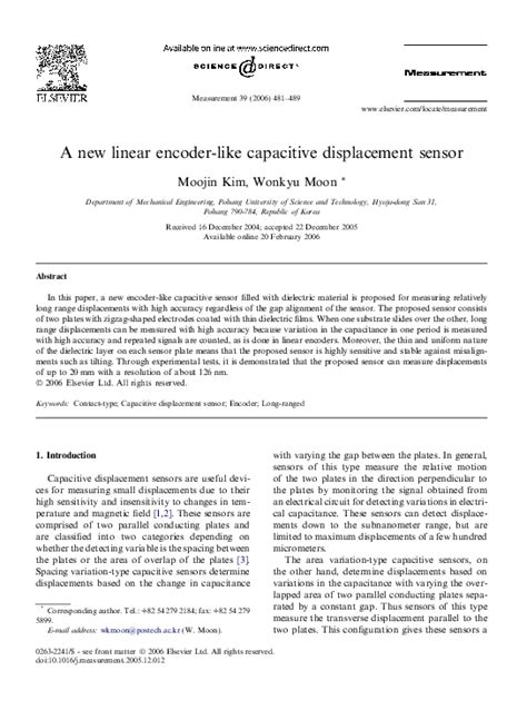 Pdf A New Linear Encoder Like Capacitive Displacement Sensor