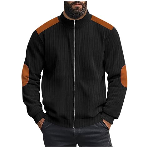 Fitoron Corduroy Jacket For Men Casual Fall Bomber Jacket Long Sleeve