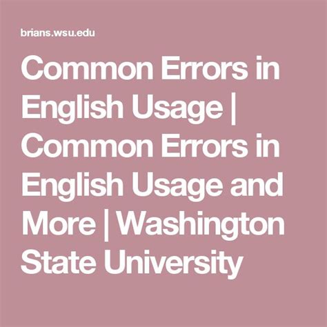 Common Errors In English Usage Common Errors In English Usage And