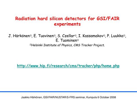 Ppt Radiation Hard Silicon Detectors For Gsifair Experiments