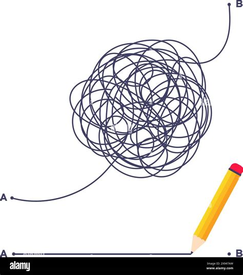 Complex And Easy Simple Way From Point A To B Vector Illustration Chaos Simplifying Problem