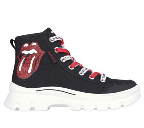 Skechers Womens Rolling Stones Roadies Surge Sneaker In Blackred