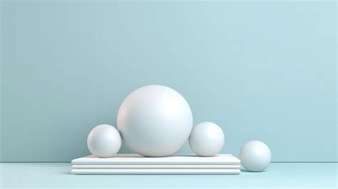 제품 쇼케이스는 파스텔 파란색 배경에 공이 있는 최소 3d 렌더링 흰색 실린더 연단 받침대 배경 Png  무료 다운로드