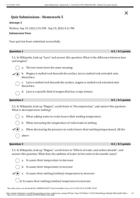 Eaps 106 Homework 5 Purdue University Eaps 106 Stuvia Us