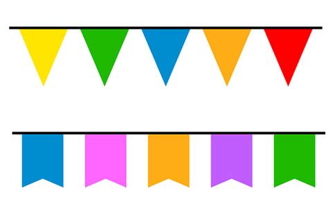 깃발이 있는 카니발 화환 축제와 공정한 장식 생일 축하를 위한 장식적인 화려한 파티 페넌트 벡터 그림입니다 주당순이익 10 갈란드 장식품에 대한 스톡 벡터 아트 및 기타