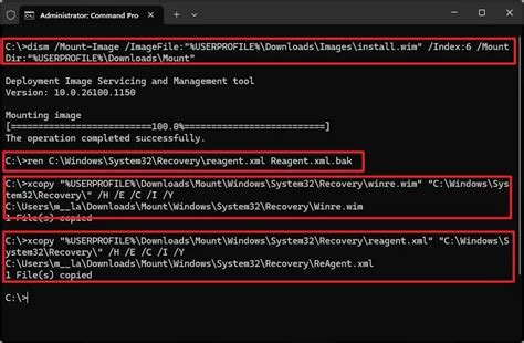 Windows 11에서 Windows 복구 환경 Winre 을 위한 복구 파티션 생성