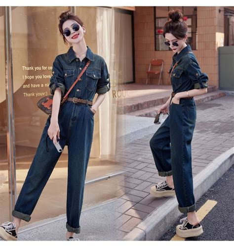 옥토 여성바지 작업복 데님 점프슈트 봄 가을 캐주얼 긴팔 조거 스키니팬츠 Jen3 티몬