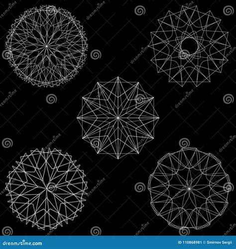 Geometric Set Stars And Flowers For Ts And Holidays Pattern Vector Eps10 Stock Illustration