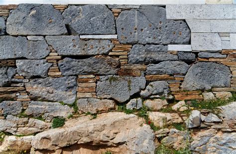 Texture Of The Ancient Stone Wall At Karthaia Archeological Site On Kea