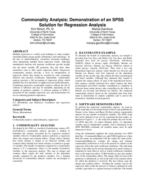 Pdf Commonality Analysis Demonstration Of An Spss Solution For Regression Analysis