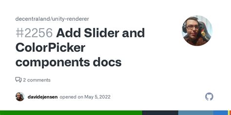 add slider and colorpicker components docs · issue 2256 · decentraland