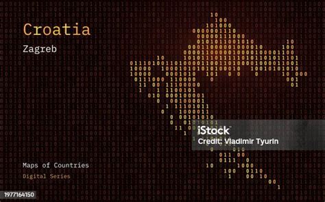 Croatia Map Shown In Binary Code Pattern Tsmc Green Matrix Numbers Zero