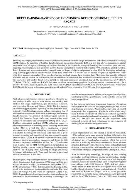 Pdf Deep Learning Based Door And Window Detection From Building FaÇade
