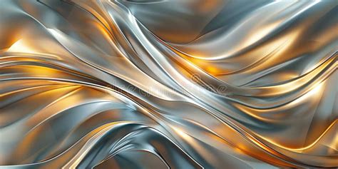 Elegant Abstract Metallic Waves With Golden Highlights Concept Of Luxury Design Modern