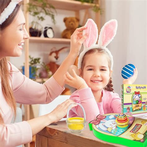 Easter Egg Decorating Kit Includes Cute Bunny Egg Decorating Spinner With 8 Non Toxic Dying