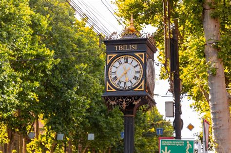Ornamental Clock On He Shota Rustaveli Avenue In Tbilisi Georgia