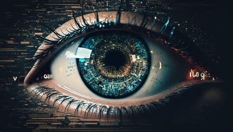 Human Eye With Binary Code In Pupil Generative Ai Stock Illustration