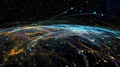 Global Network Connections Over The Earth A Concept For Technology Globalization And