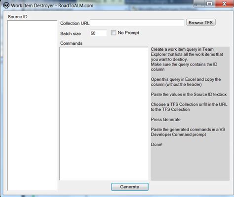 GitHub Renevanosnabrugge TFS WorkItemDestroyer Small Utility To Generate Batch Commands To