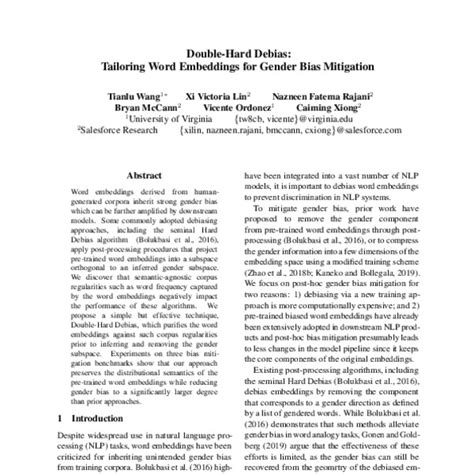 Double Hard Debias Tailoring Word Embeddings For Gender Bias Mitigation Acl Anthology