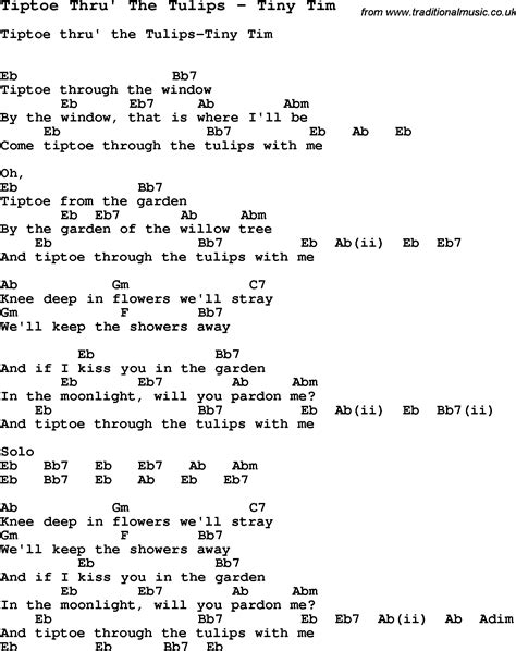 Song Tiptoe Thru The Tulips By Tiny Tim Song Lyric For Vocal Performance Plus Accompaniment
