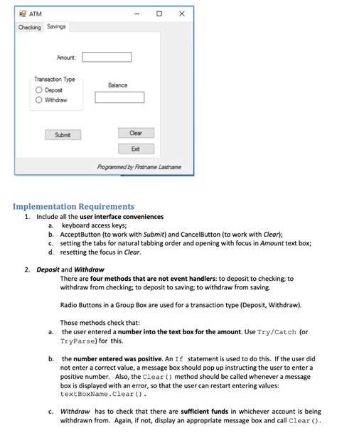Solved Assignment 8 —atm Machine Functionality Create The