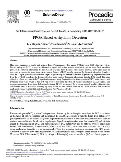 Fpga Based Arrhythmia Detection Pdf Spectral Density Heart Rate