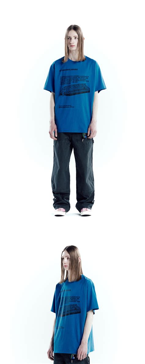 더바이닐하우스 슬로건 레터링 티셔츠 블루 Thevinylhouse Kream