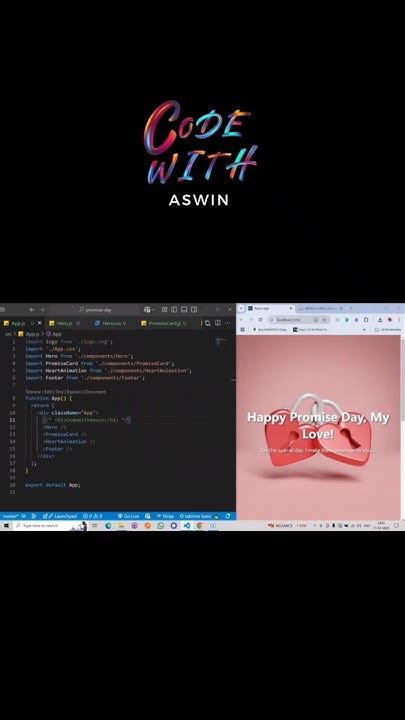 💖 Create A Beautiful Promise Day Ui With React And Css 💍 Shorts Shorts Tamil Codewithaswin