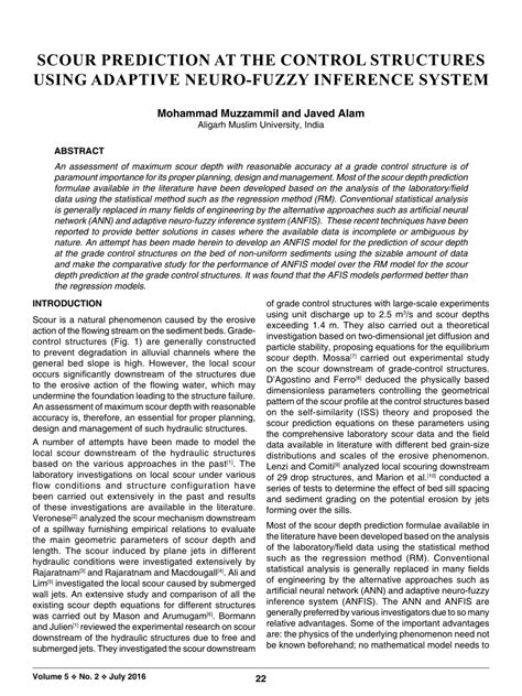 Pdf Scour Prediction At The Control Structures Using Adaptive Neuro