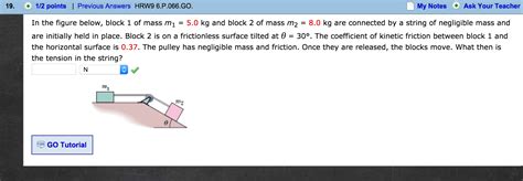 Solved In The Figure Below Block 1 Of Mass M 1 5 0 Kg And