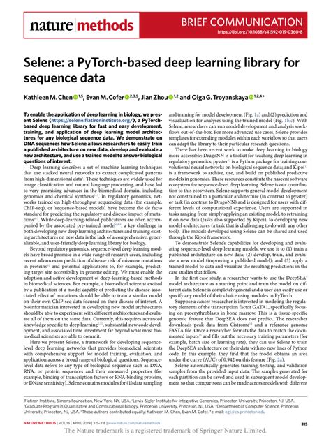 Selene A Pytorch Based Deep Learning Library For Sequence Data Request Pdf