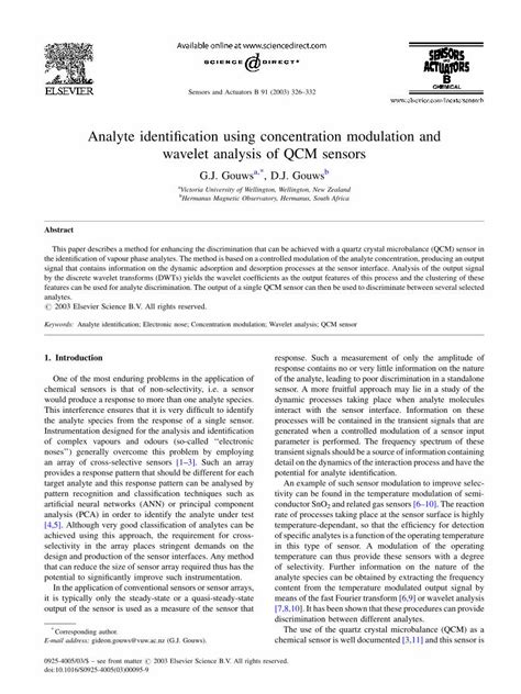 Pdf Analyte Identification Using Concentration Modulation And Wavelet Analysis Of Qcm Sensors