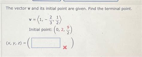Solved The Vector V And Its Initial Point Are Given Find Chegg