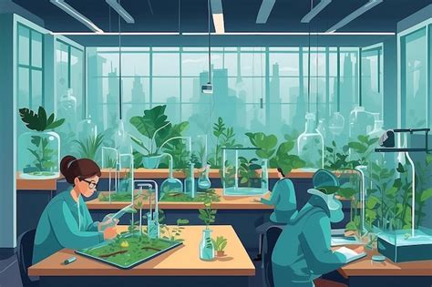 Premium Ai Image Lab With Students Conducting Experiments On The