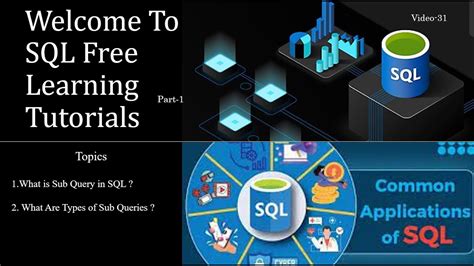 sql free course subquery and its types subquery and its types