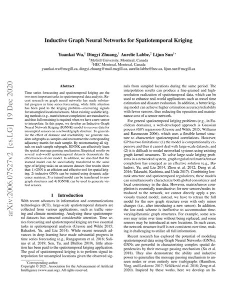 Pdf Inductive Graph Neural Networks For Spatiotemporal Kriging