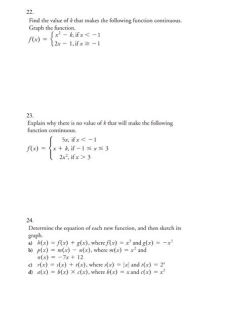 Solved Find The Value Of K That Makes The Following Chegg