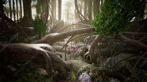 Gilboa Fossil Forest In The Devonian Animation Stock Video Clip