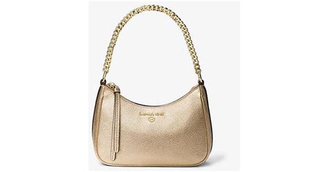 Michael Kors Jet Set Charm Small Metallic Pebbled Leather Pochette In Natural Lyst