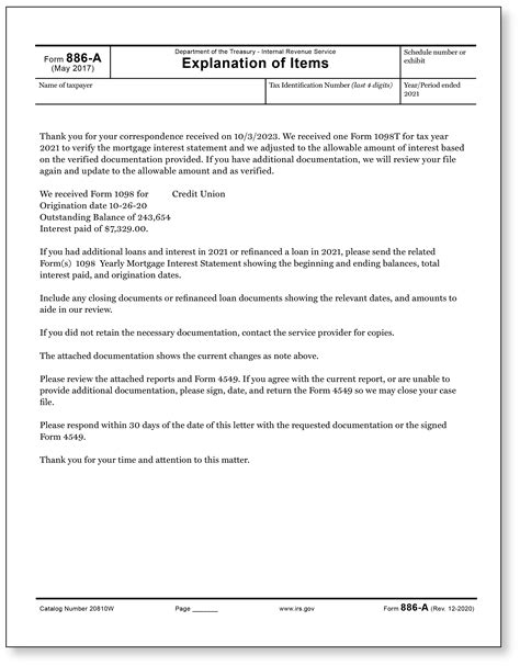 Irs Audit Letter 525 Sample 1