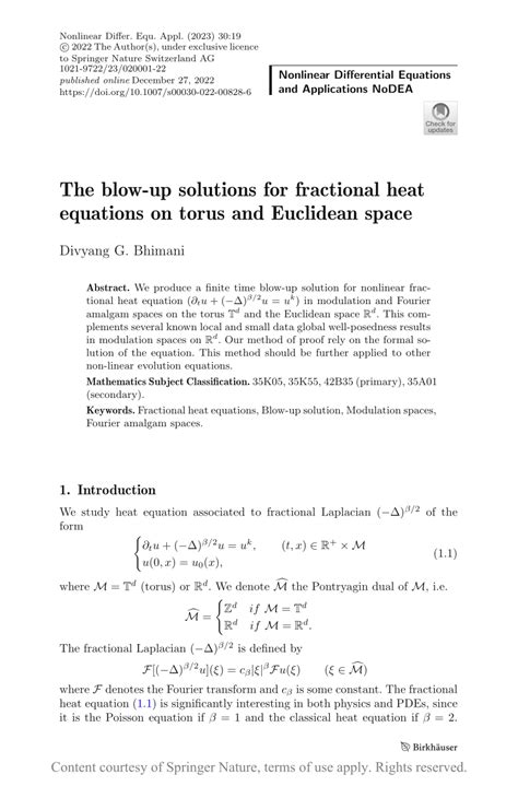 The Blow Up Solutions For Fractional Heat Equations On Torus And Euclidean Space Request Pdf