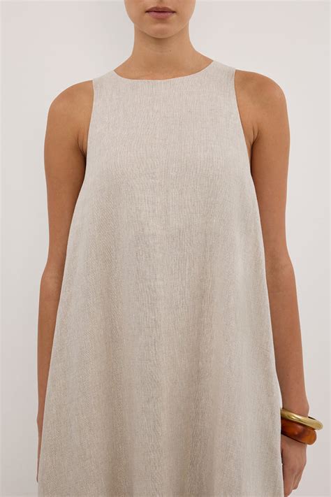 Isabelle Natural Linen Midi Dress Dissh