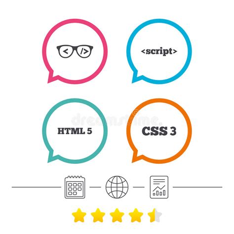 Programmer Coder Glasses Html Markup Language Stock Vector Illustration Of Language Button