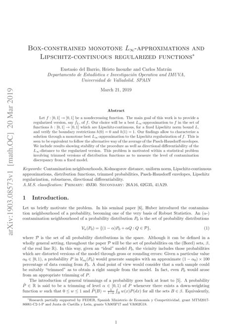 Box Constrained Monotone L∞ Approximations And Lipschitz Continuous Regularized Functions Deepai